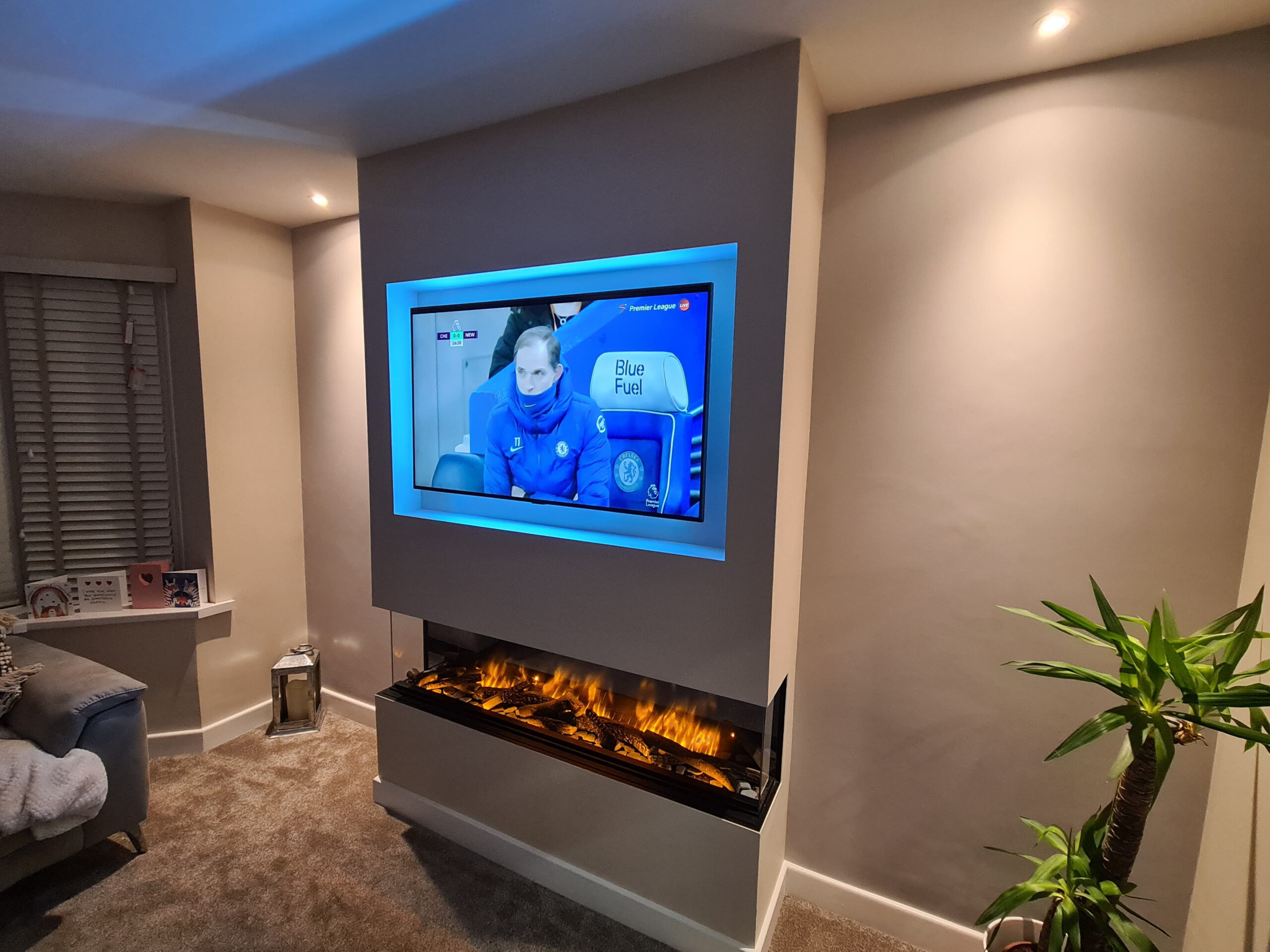 Calming Cream Tower Media Wall - Xclusive Kitchens Sheffield
