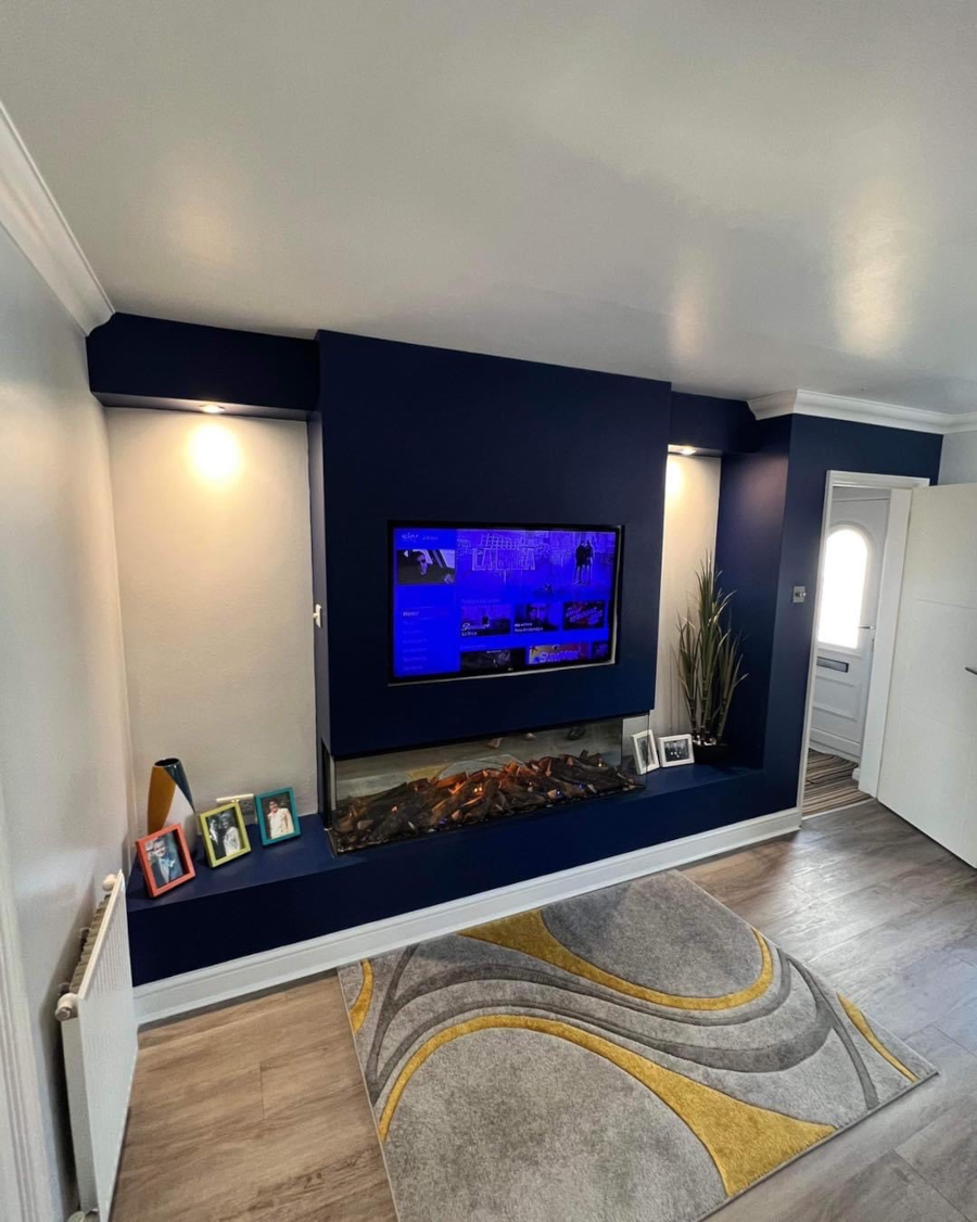 Tangaroa Color Centrepiece Media Wall with Panoramic Electric Fire ...